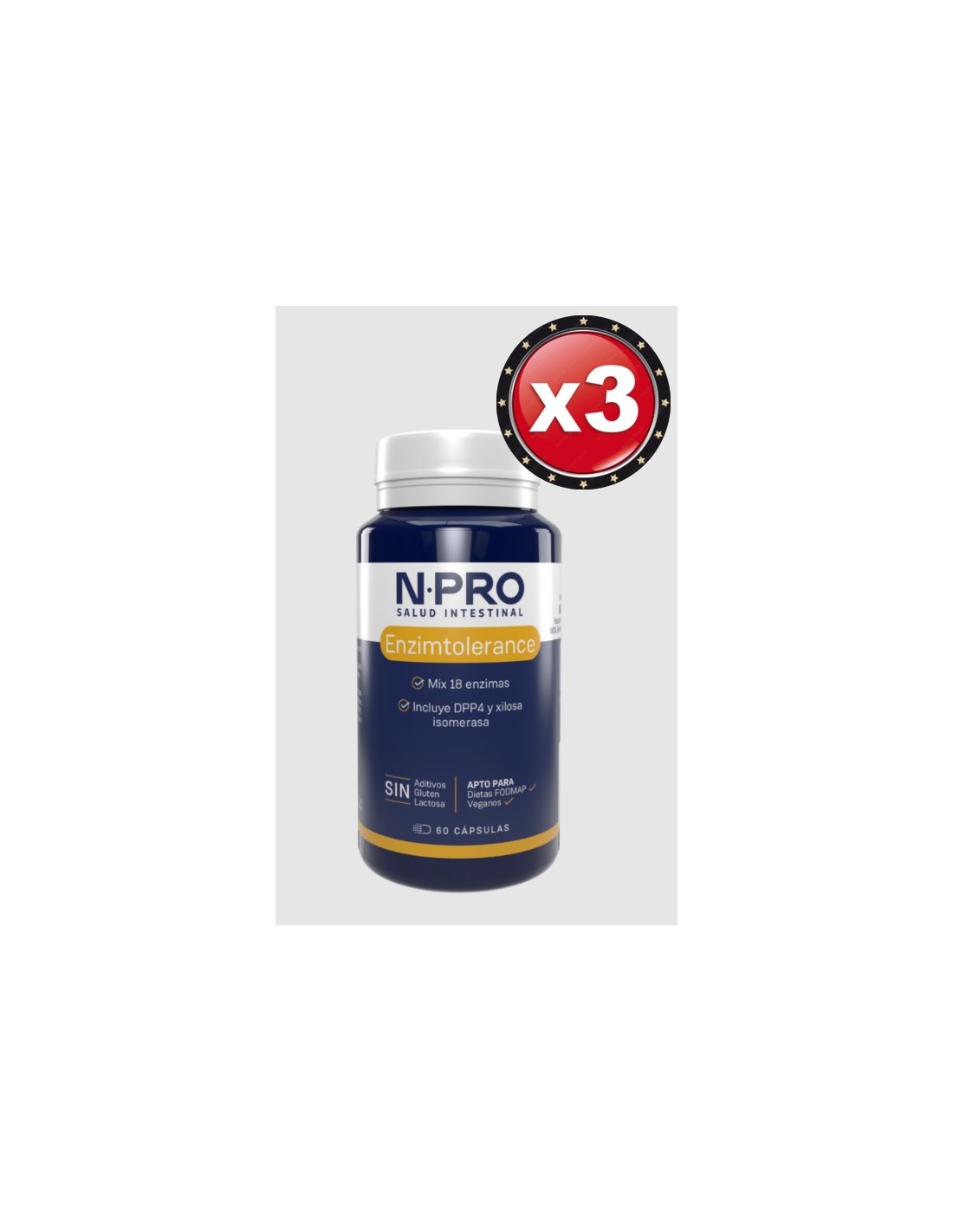 Pack 3 uds Npro Enzim Tolerance 60 Capsulas de Npro