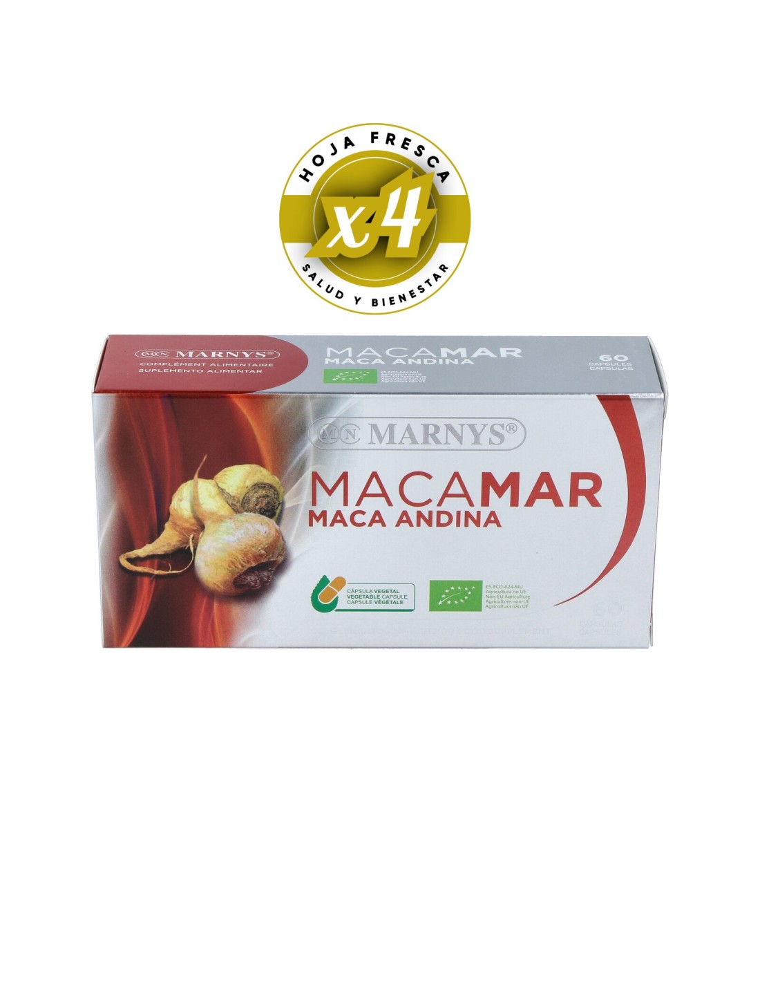 Pack de 4 uds Macamar Maca Andina Bio 60 Cápsulas Vegetales de Marnys